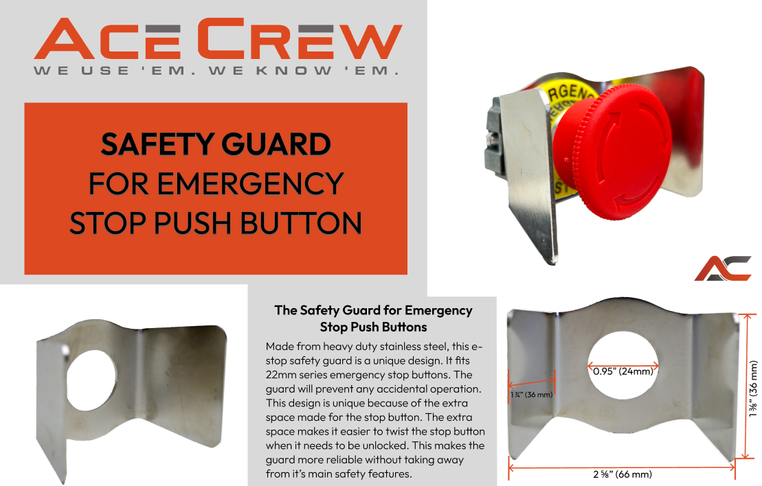 Ace Crew 5 Pack Emergency Stop Button Stainless Steel Guards, Five Met ...